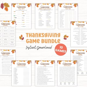 Thanksgiving Games Bundle, Printable | Family Thanksgiving Game for ...