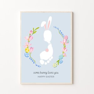 Easter Bunny Footprint Handprint Art Craft, Printable | Happy Easter ...
