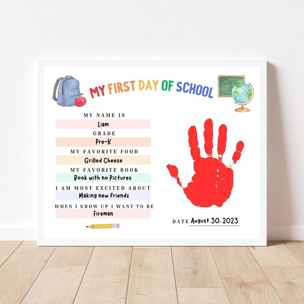 First Day of School Handprint - Etsy
