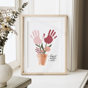 Flower Handprint Craft Art, Printable | for Mom or Grandma Handprint ...