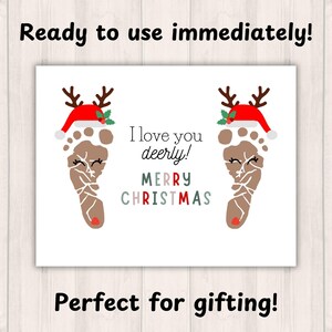 Christmas Reindeer Footprint Art Printable | I Love You Deerly ...
