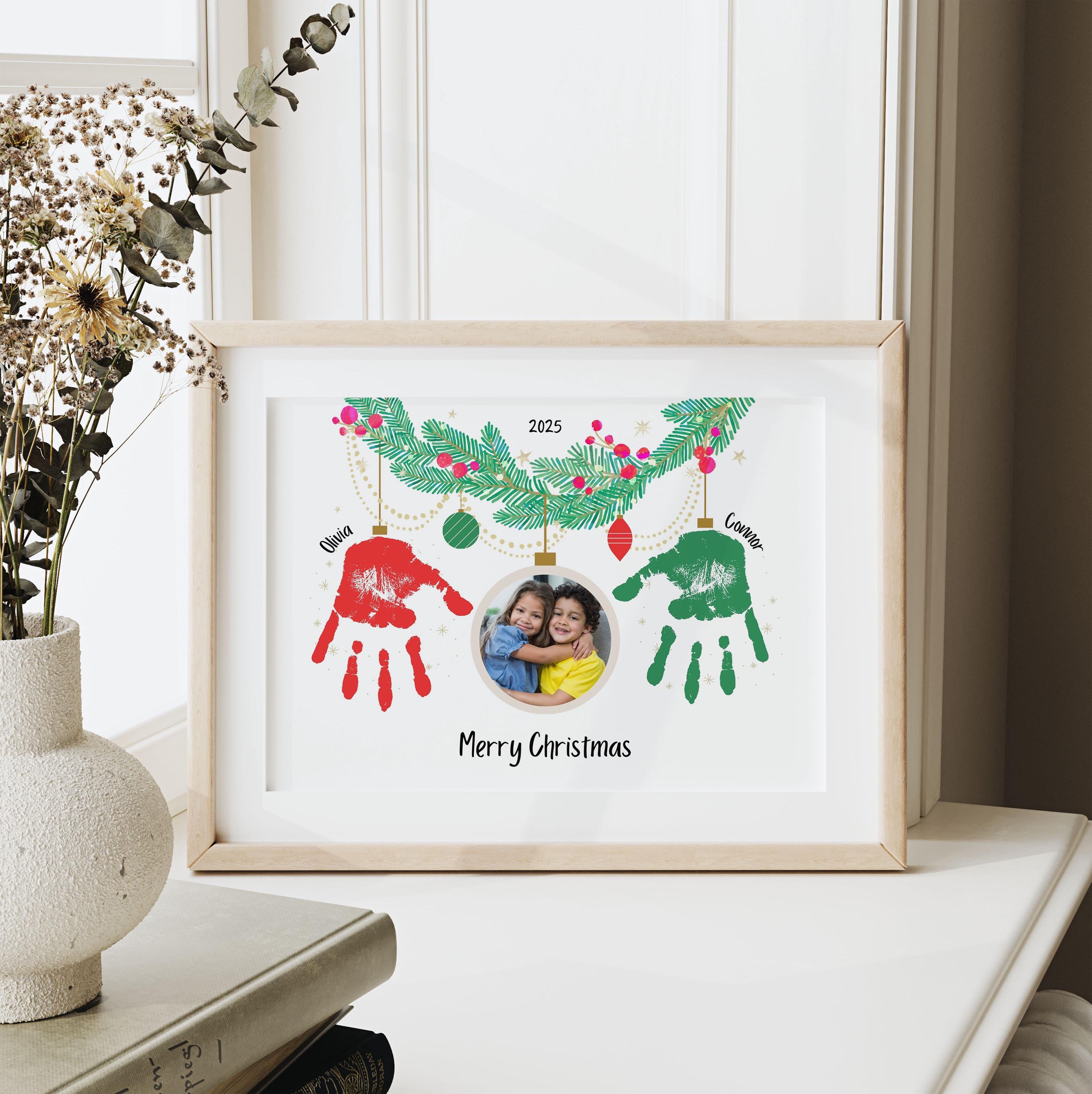 Christmas Handprint Craft Template | Sibling Handprint Ornament Art ...