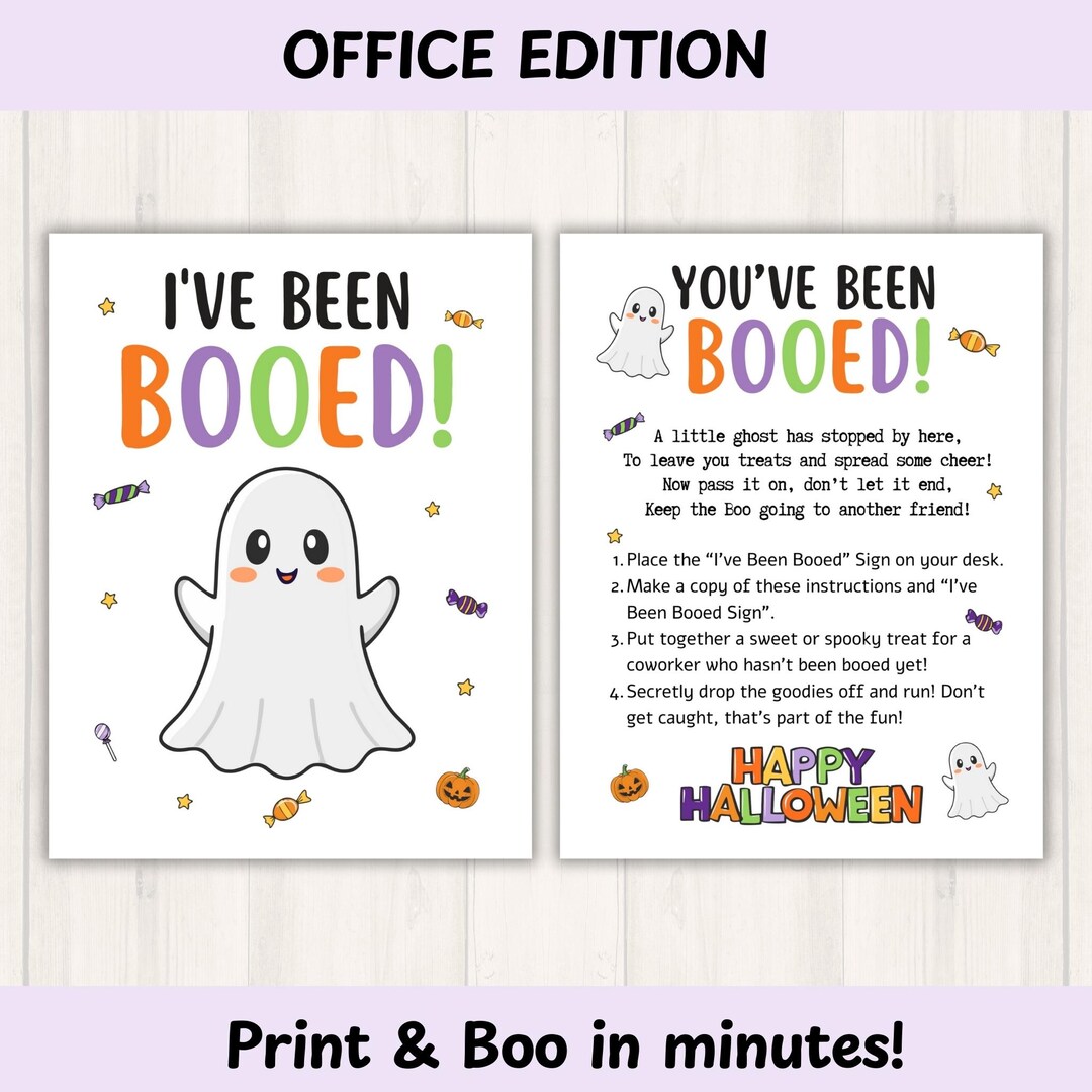Youve Been Booed Printable, Office Version | Halloween Team Building, Coworker Gift Exchange ...