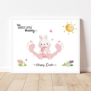 Easter Bunny Footprint Art Craft, Printable | Spring Craft | Kids Baby ...