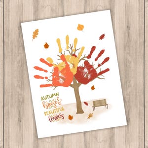 Fall Handprint Craft, Printable | Tree Leaves Handprint Art, Autumn ...