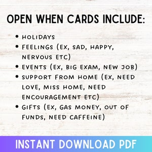 Open When Letters Envelope Cards for College Student or Going Away Gift ...