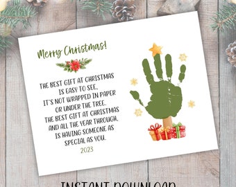 Christmas Handprint Art Craft, Printable, Holiday DIY Card Gift for ...
