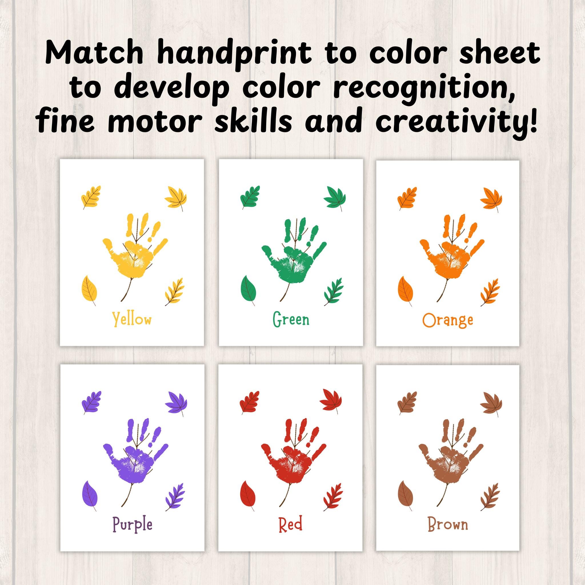 Printable Fall Leaves Color Matching Handprint Art – Fall Craft for ...