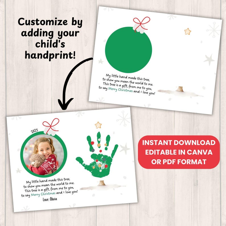 Christmas Handprint Craft Poem Template | Kids Handprint Art With Photo ...