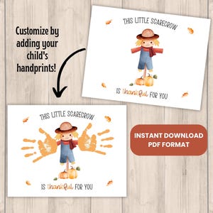 Thanksgiving Scarecrow Handprint Art, Printable | Gift for Parents ...
