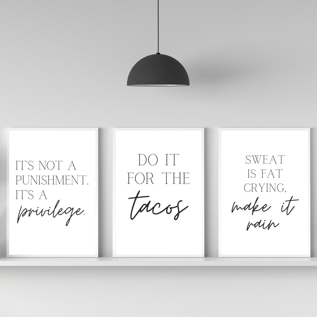 Home Gym Sign, 3 Piece Wall Art, Printable Wall Art Workout Printable ...