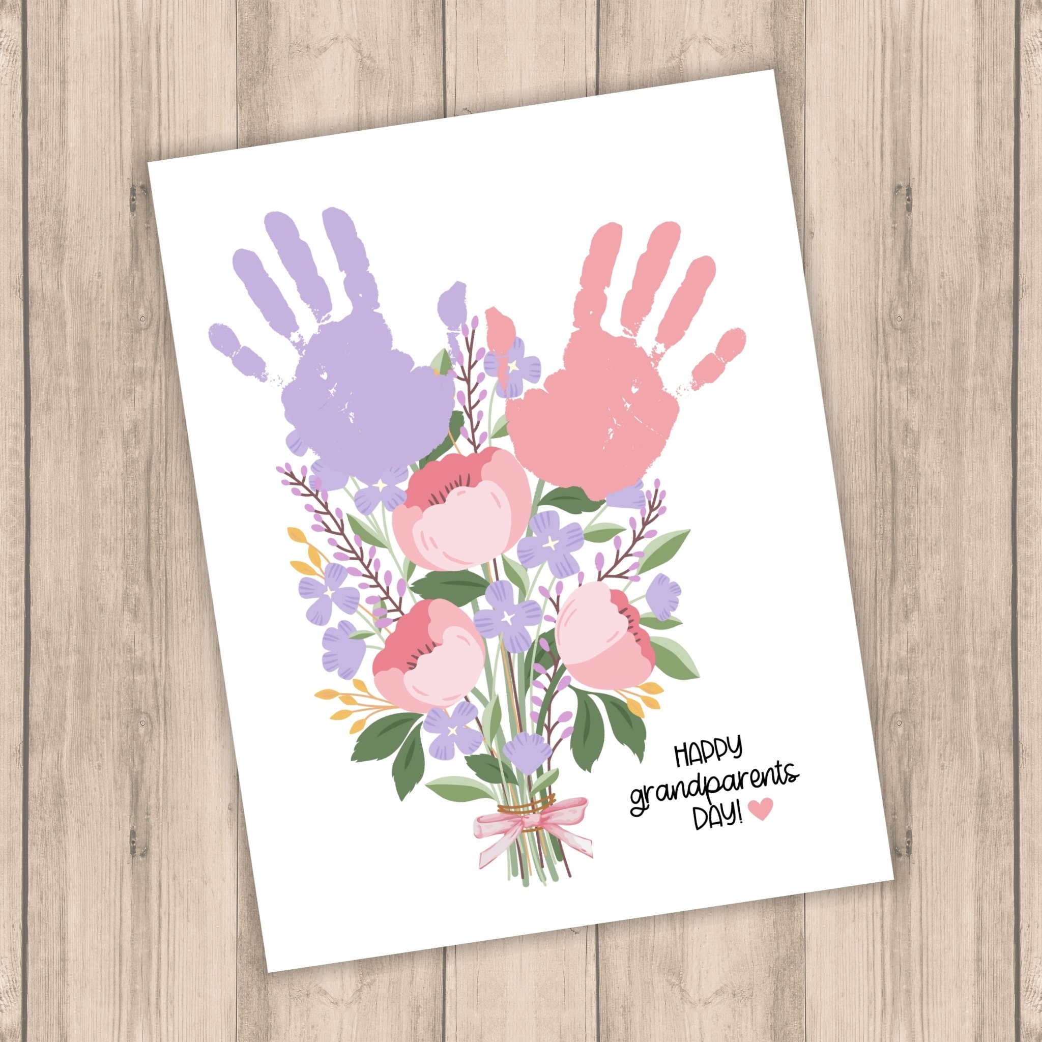 Grandparents Day Flower Handprint Art Craft, Printable | Gift for ...