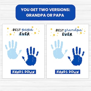 Grandpa Papa Handprint Art Craft, PRINTABLE | Father's Day, Birthday ...