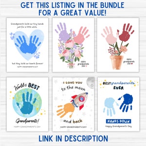 Grandparents Day Flower Handprint Art Craft, Printable | Gift for ...