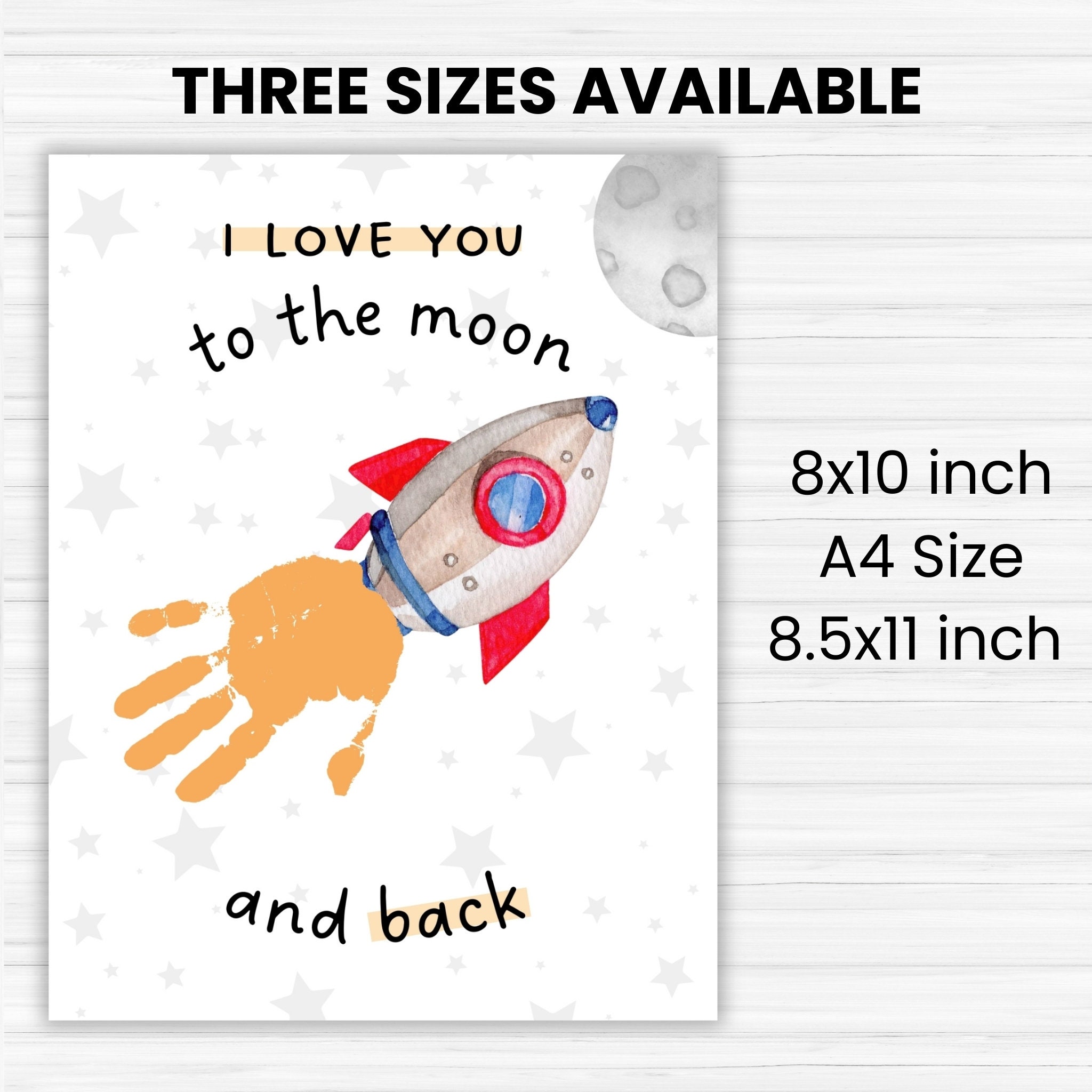 Rocket Handprint Art Craft, PRINTABLE | Gift for Dad, Mom, Grandma ...