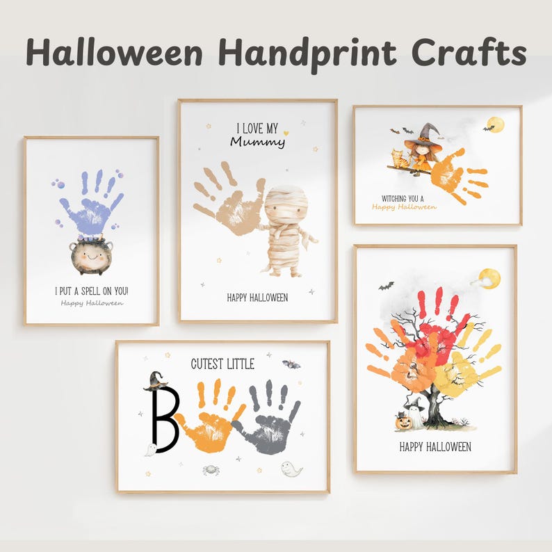 Halloween Handprint Art Bundle Printable | 5 Cute Kids Crafts ...