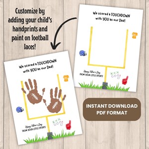 Fathers Day Football Handprint Art Craft, PRINTABLE | Sports Gift for ...
