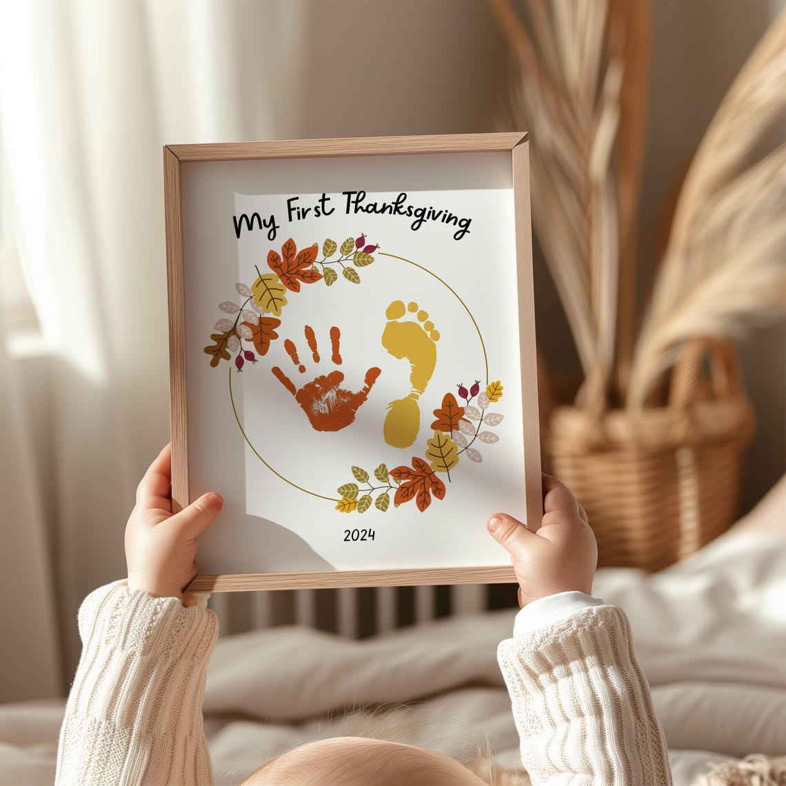 Baby's My 1st First Thanksgiving Footprint Craft, Printable | Baby ...