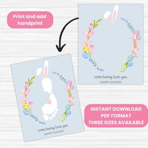Easter Bunny Footprint Handprint Art Craft, Printable | Happy Easter ...
