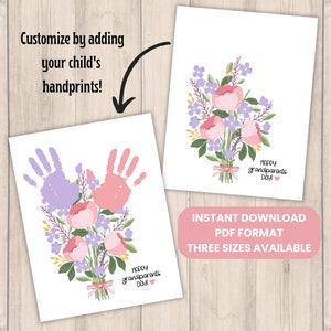 Grandparents Day Flower Handprint Art Craft, Printable | Gift for ...