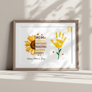Mother's Day Flower Handprint Craft Art, Printable | Mothers Day, Gift ...
