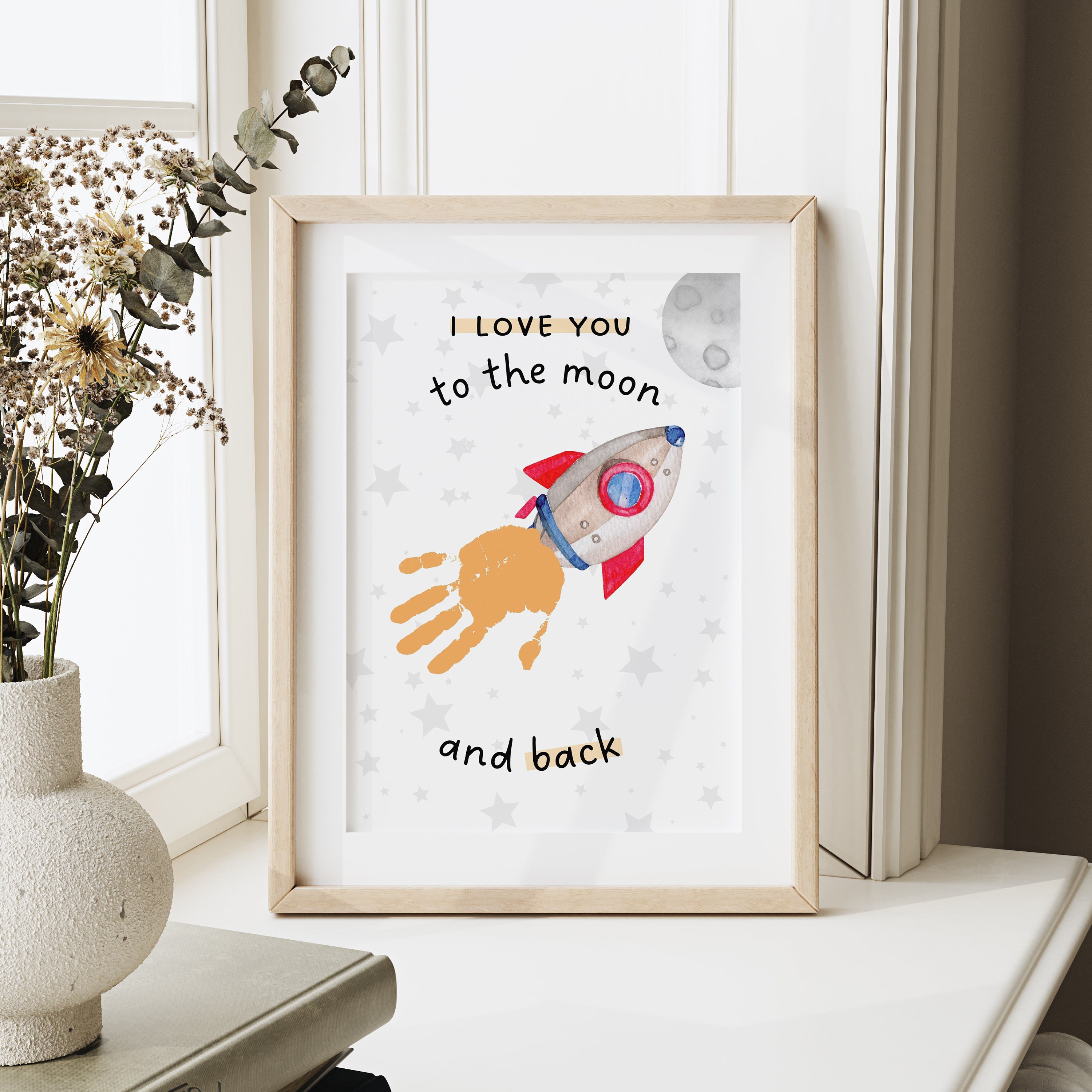 Rocket Handprint Art Craft, PRINTABLE | Gift for Dad, Mom, Grandma ...