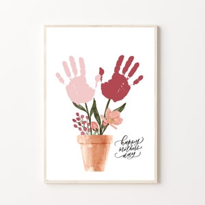 Mothers Day Flower Handprint Art Bundle, Printable | Mom Craft Gift for ...