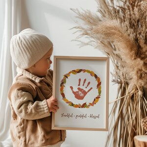 Thanksgiving Handprint Art: "thankful, Grateful, Blessed" | Printable ...