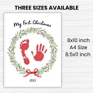 My First Christmas Footprint Art Craft, Printable Baby 1st Xmas Holiday ...