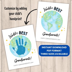 Grandparents Day Handprint Art Craft, Printable | Gift for Grandma or ...