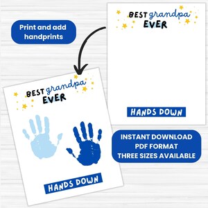 Grandpa Papa Handprint Art Craft, PRINTABLE | Father's Day, Birthday ...
