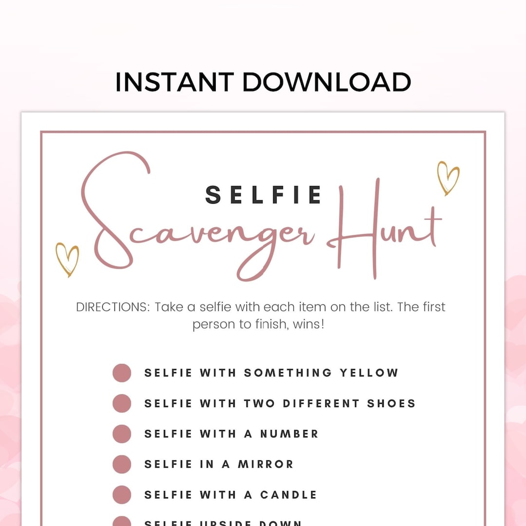 Selfie Scavenger Hunt, Teens Slumber Party Birthday Game, Sleepover ...