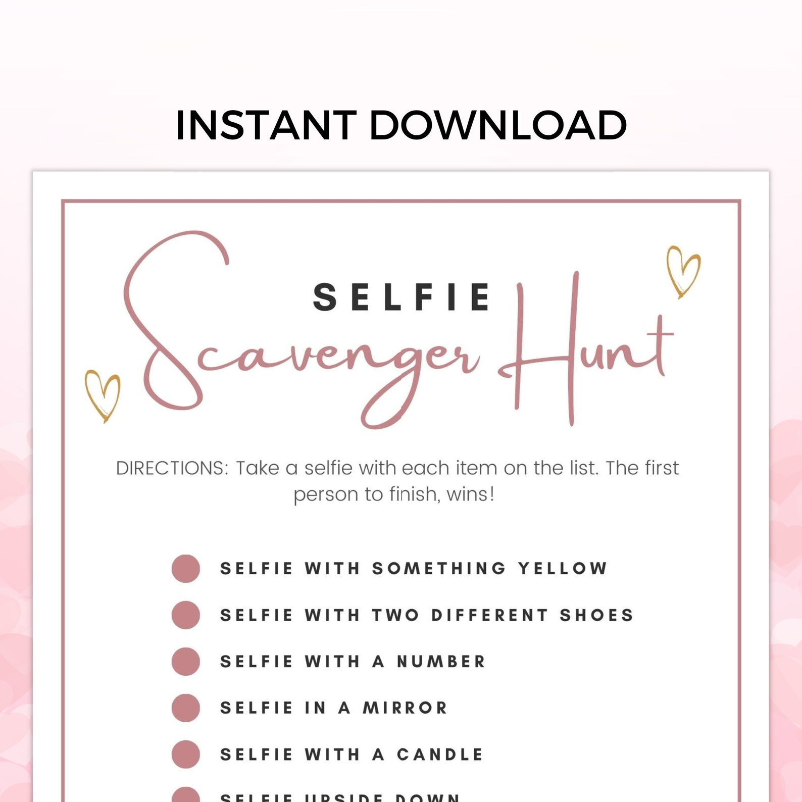 Selfie Scavenger Hunt, Teens Slumber Party Birthday Game, Sleepover ...