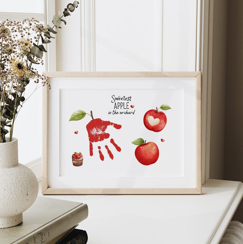 Fall Handprint Art: Apple Handprint Craft, Printable | Autumn Activity ...