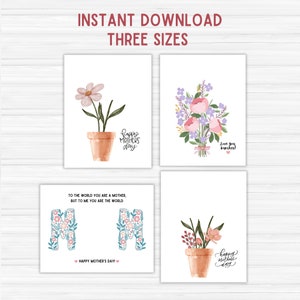 Mothers Day Flower Handprint Art Bundle, Printable | Mom Craft Gift for ...