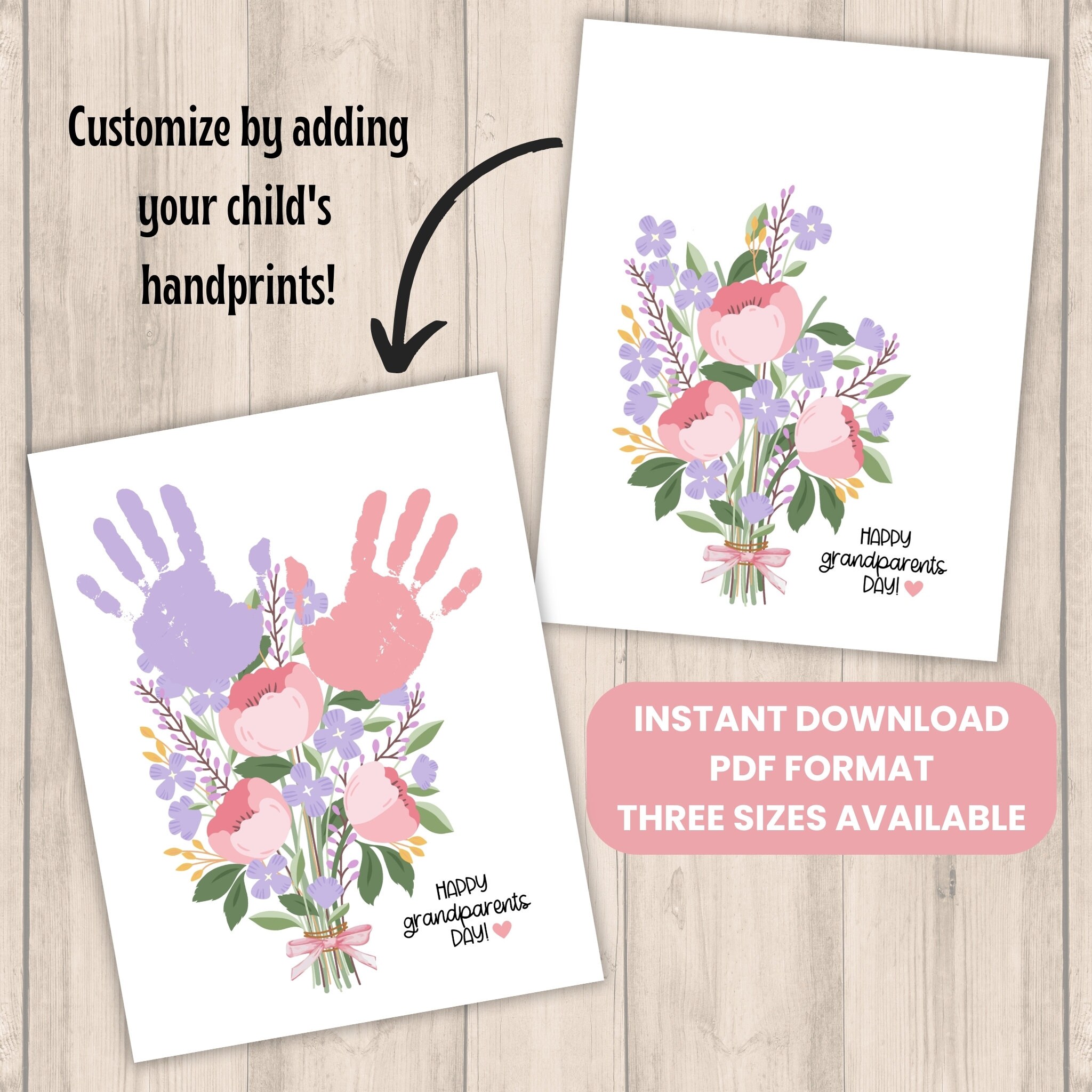 Grandparents Day Handprint Art Bundle, Printable | Craft Gift for ...