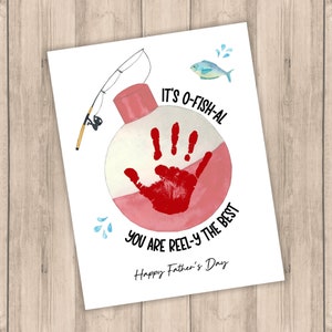 Fathers Day Fishing Handprint Art Craft, PRINTABLE | Gift for Dad ...