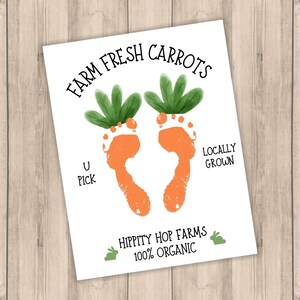 Easter Footprint Art Craft, Printable, Carrot Patch Farm Sign ...