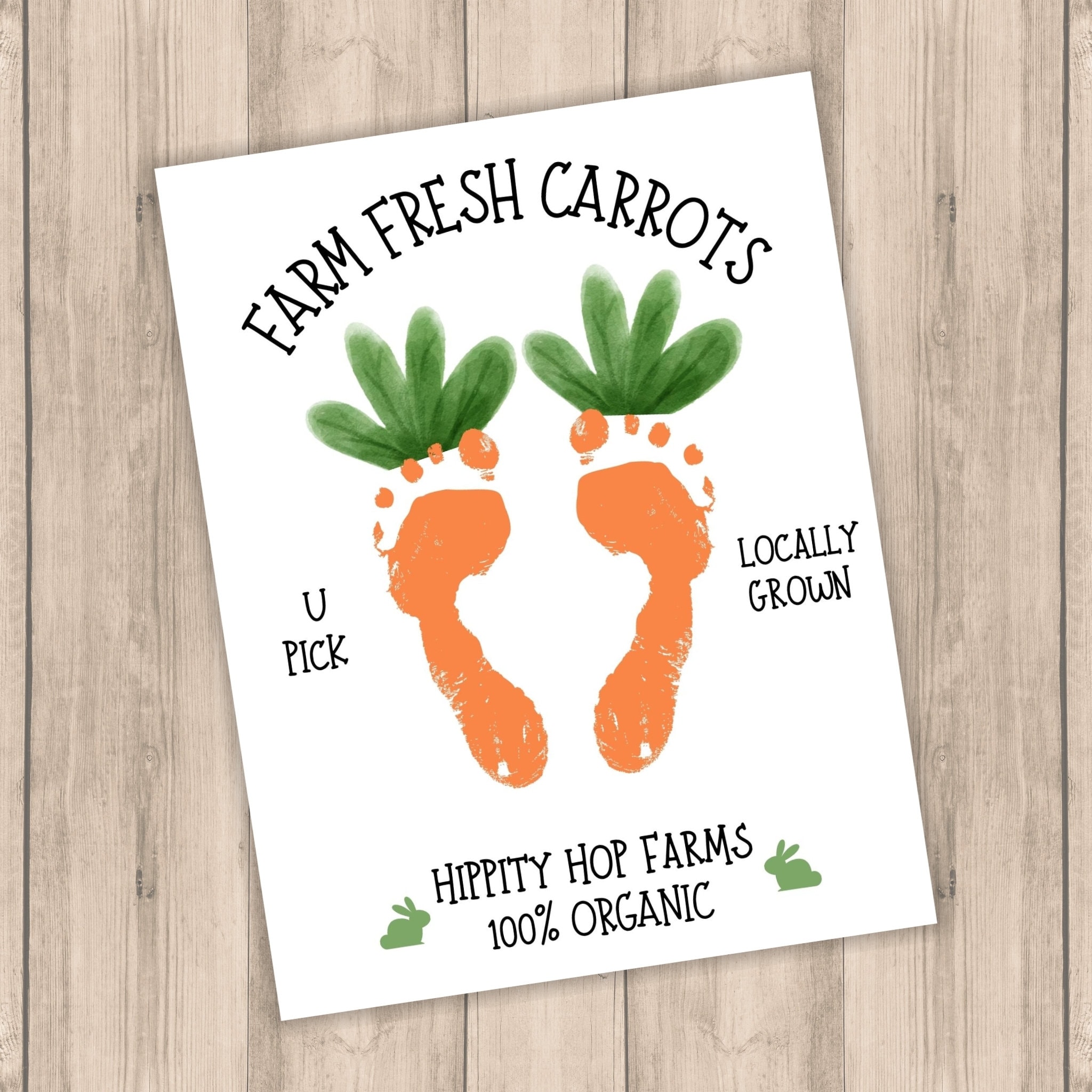 Easter Footprint Art Craft, Printable, Carrot Patch Farm Sign ...