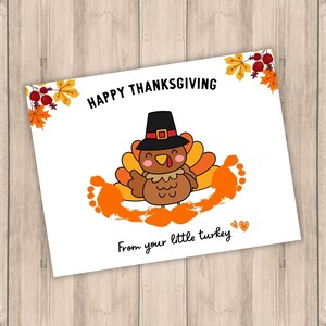 Thanksgiving Turkey Footprint Craft, Printable Fall Handprint Art ...