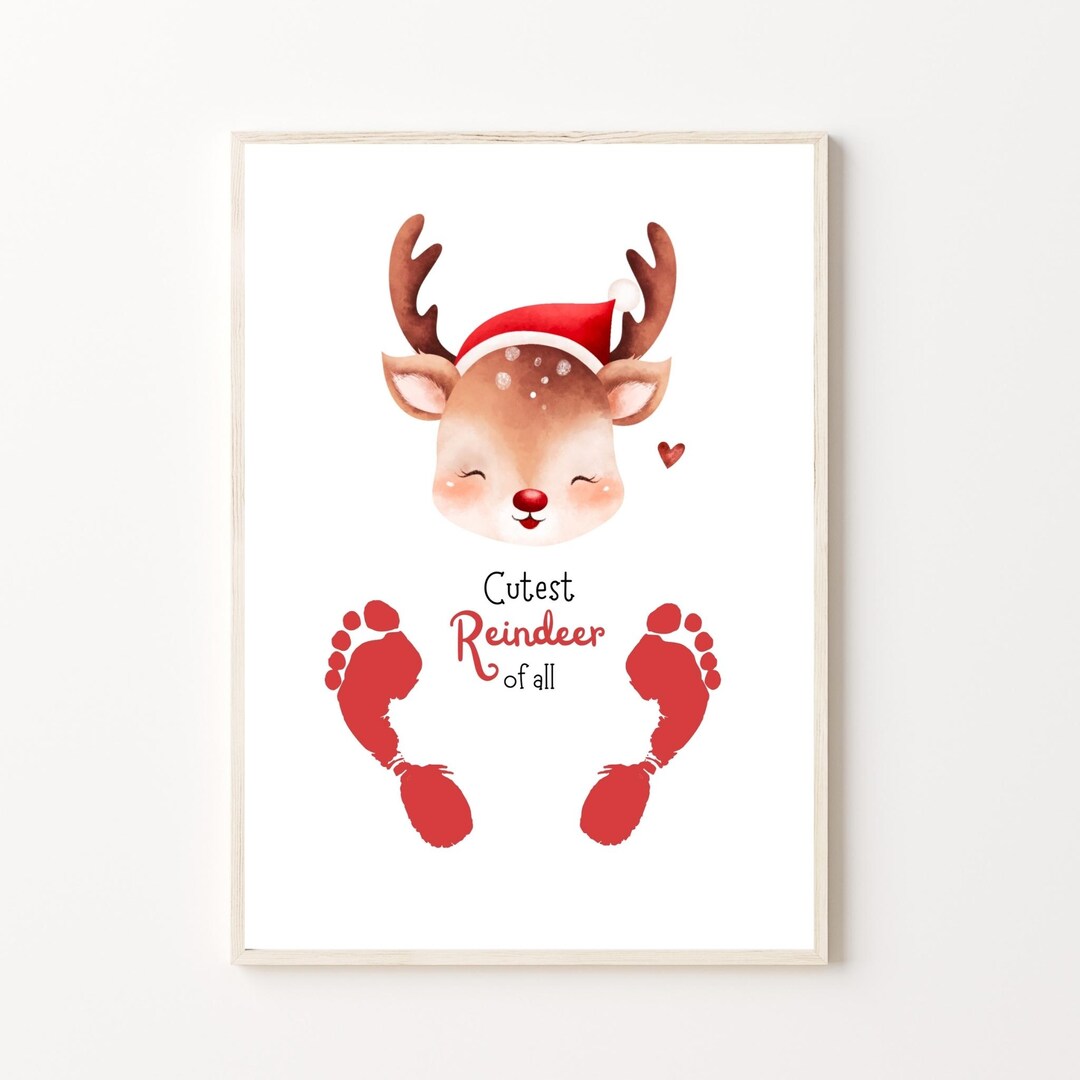Christmas Reindeer Handprint Art, Printable | Xmas Footprint Craft ...