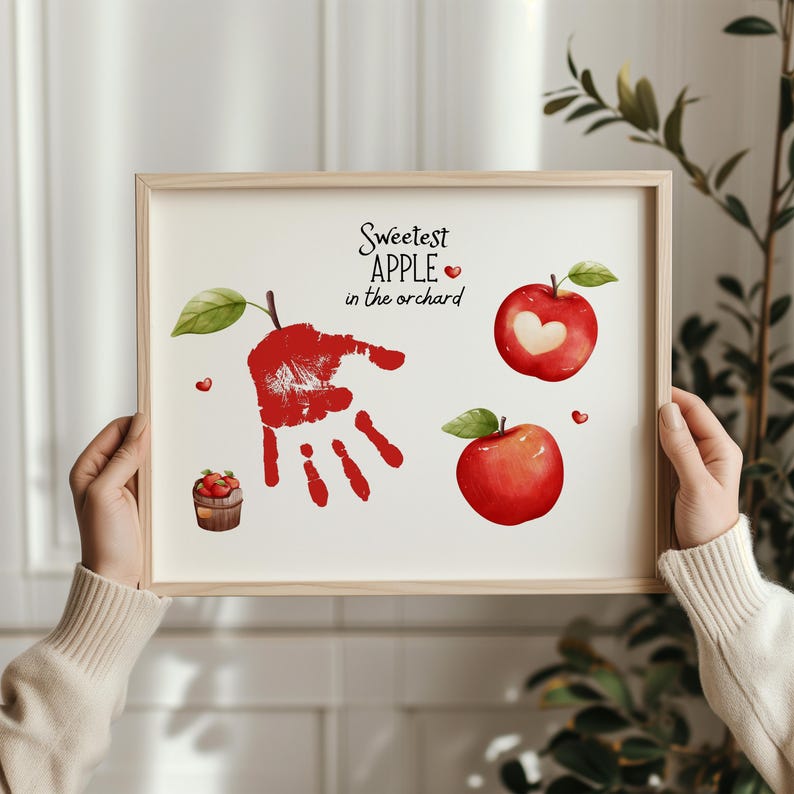 Fall Handprint Art: Apple Handprint Craft, Printable | Autumn Activity ...