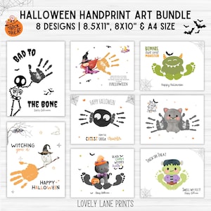 Halloween Handprint & Footprint Craft Bundle for Toddlers, Baby or Kids ...