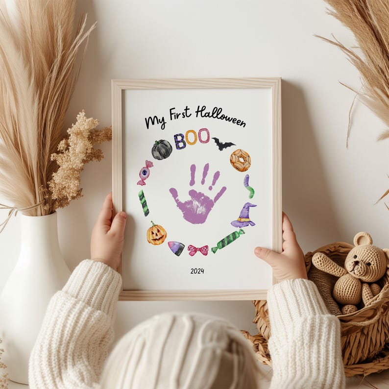 Baby's 1st First Halloween Handprint Footprint Craft, Printable | Baby ...