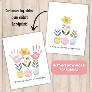 Mother's Day Flower Handprint Art, Printable | Handprint Craft, Gift ...
