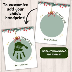 Christmas Ornament Handprint Art, Printable | Xmas Gift for Parents ...