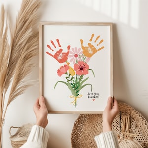 Flower Handprint Craft Art, Printable | for Mom or Grandma Handprint ...