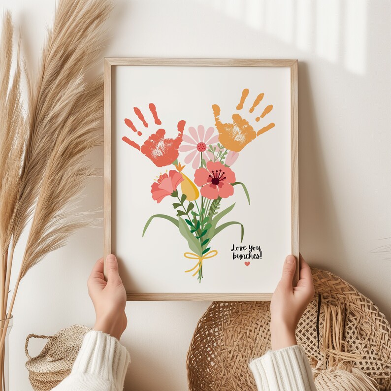 Flower Handprint Craft Art, Printable | for Mom or Grandma Handprint ...