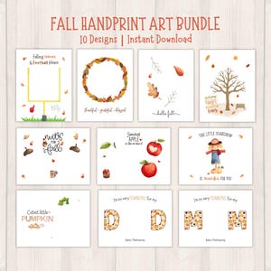 Fall Handprint Art Bundle, Printable | Thanksgiving Handprint Craft ...