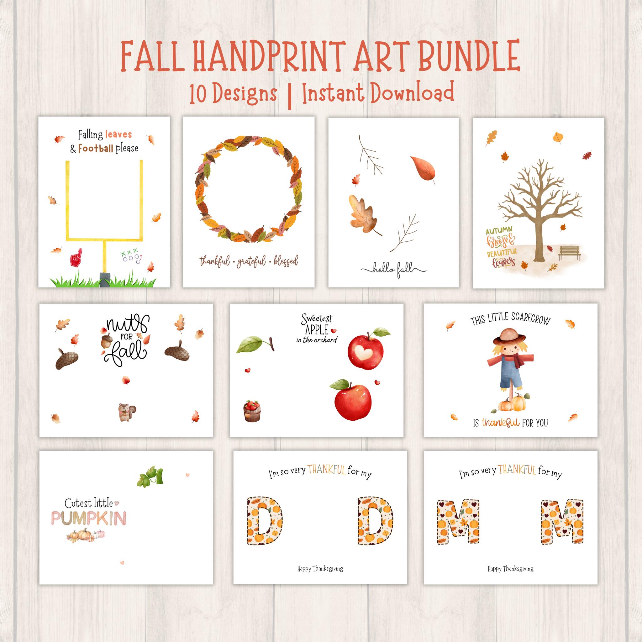 Fall Handprint Art Bundle, Printable | Thanksgiving Handprint Craft ...